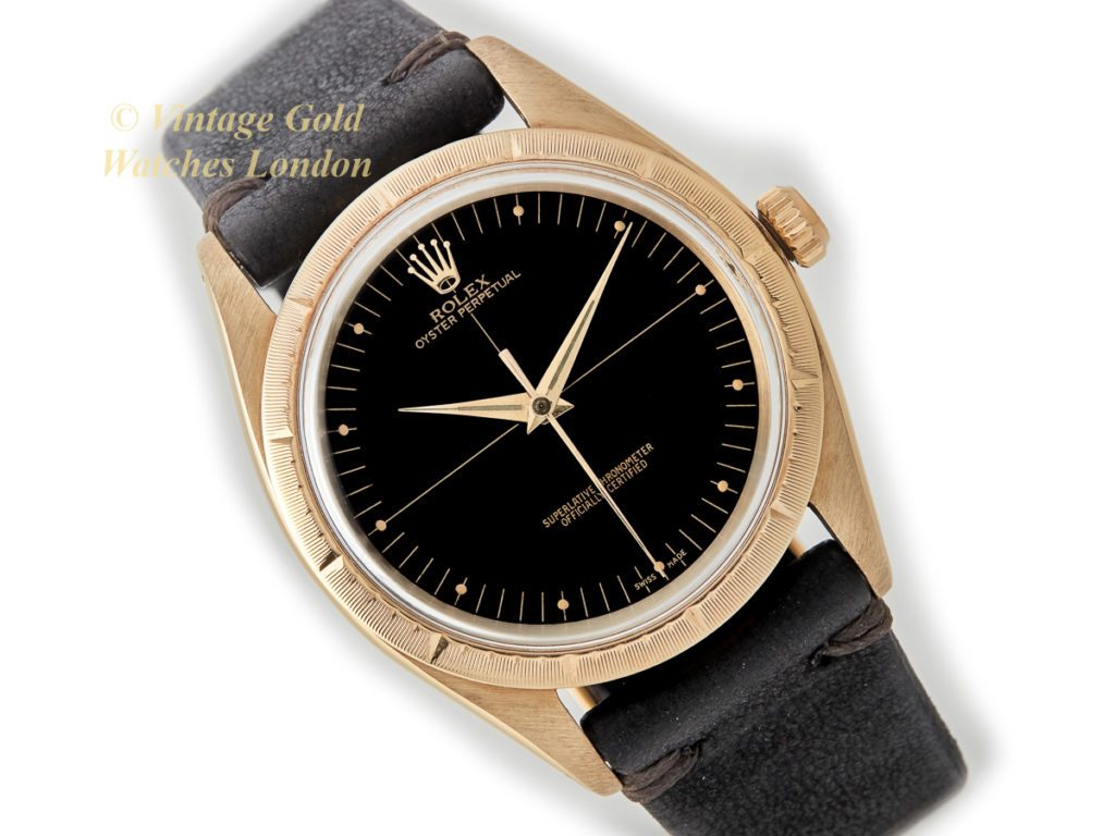 Rolex Oyster Perpetual Zephyr Black Dial 14ct 1958 | Vintage Gold Watches