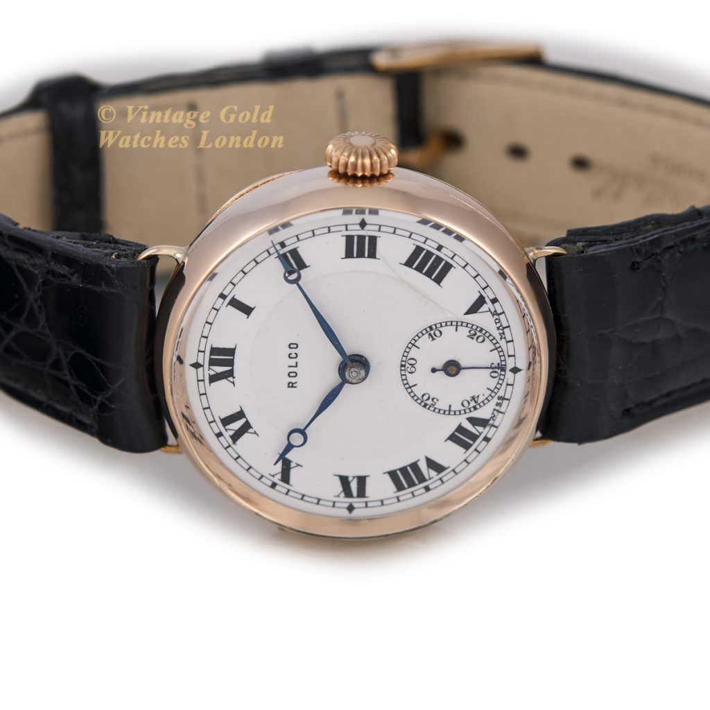Rolex Rolco Officers Watch 9ct Pink Gold 1926 | Vintage Gold Watches
